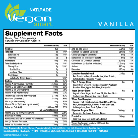 VeganSmart All-In-One Nutritional Shake - Vanilla (15 Servings) – Naturade